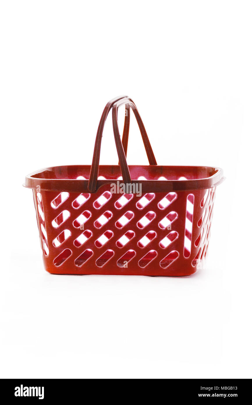Empty shopping basket isolated on white background Stock Photo - Alamy