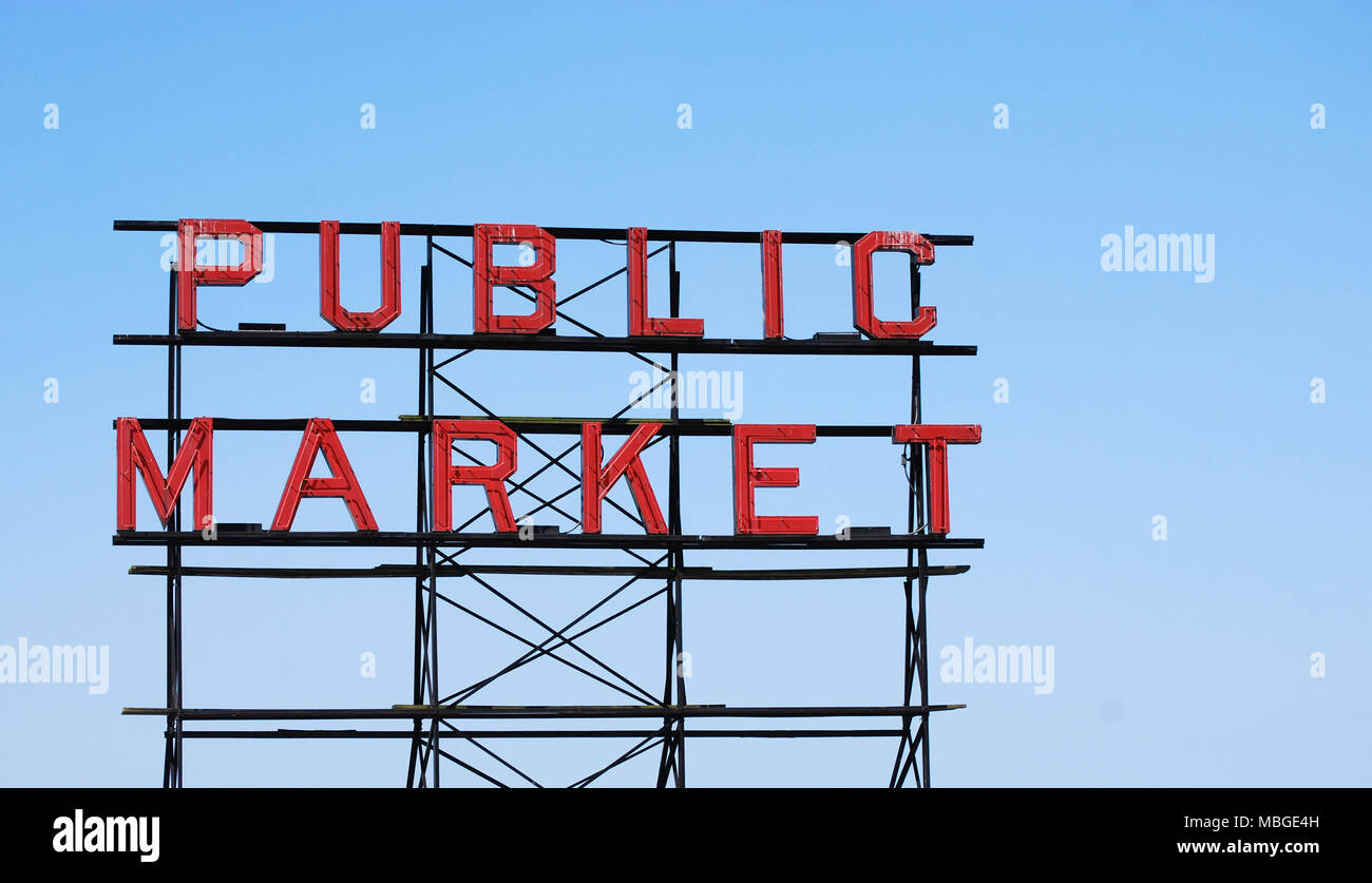 Seattle public market sign hi-res stock photography and images - Alamy