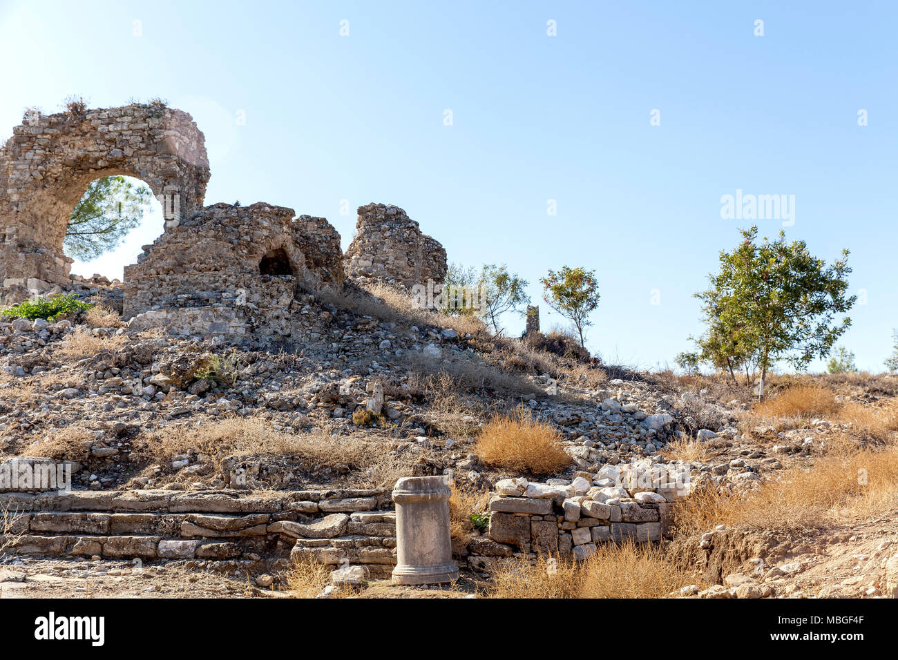 Ruins of ancient city of Aspendos in Antalya in Turkey Stock Photo - Alamy