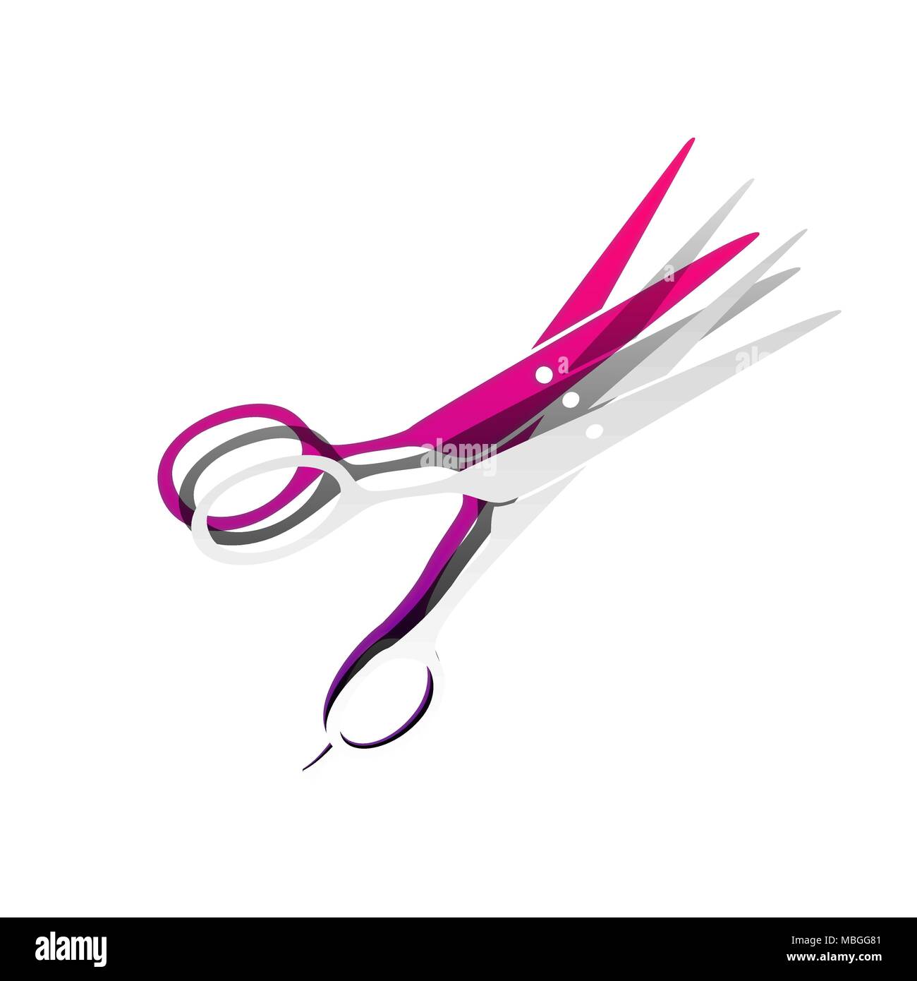 Hair cutting scissors sign. Vector. Detachable paper with shadow at ...
