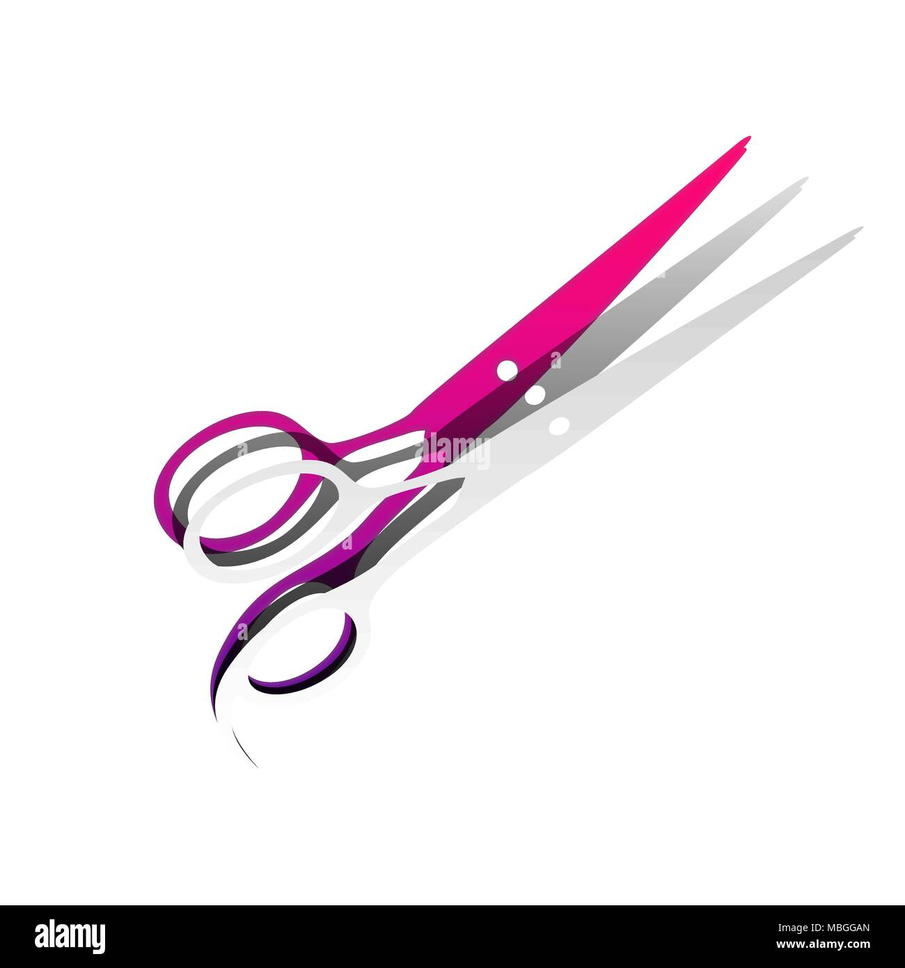 Hair cutting scissors sign. Vector. Detachable paper with shadow at ...