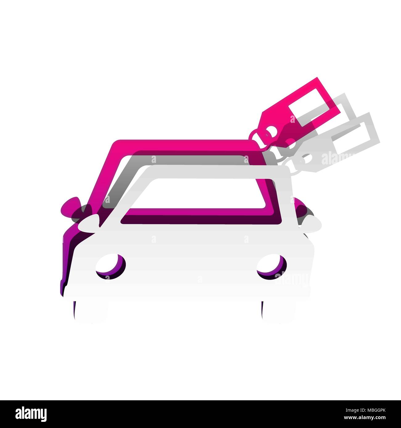 Car sign with tag. Vector. Detachable paper with shadow at underlying ...