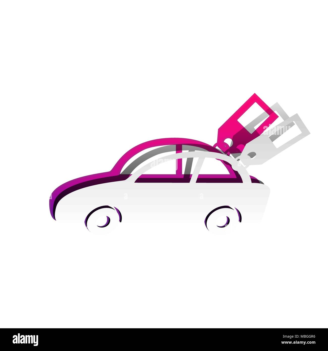 Car sign with tag. Vector. Detachable paper with shadow at underlying ...