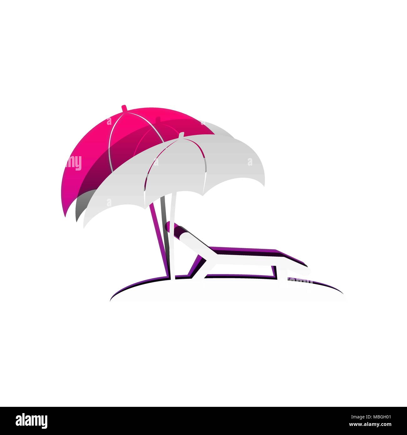 Tropical resort beach. Sunbed Chair sign. Vector. Detachable paper with ...