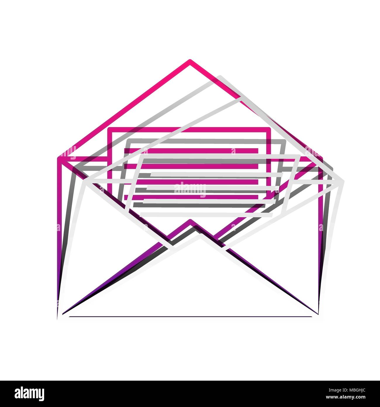 Letter in an envelope sign illustration. Vector. Detachable paper with ...