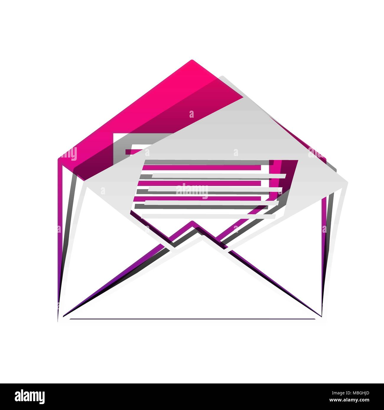 Letter in an envelope sign illustration. Vector. Detachable paper with ...
