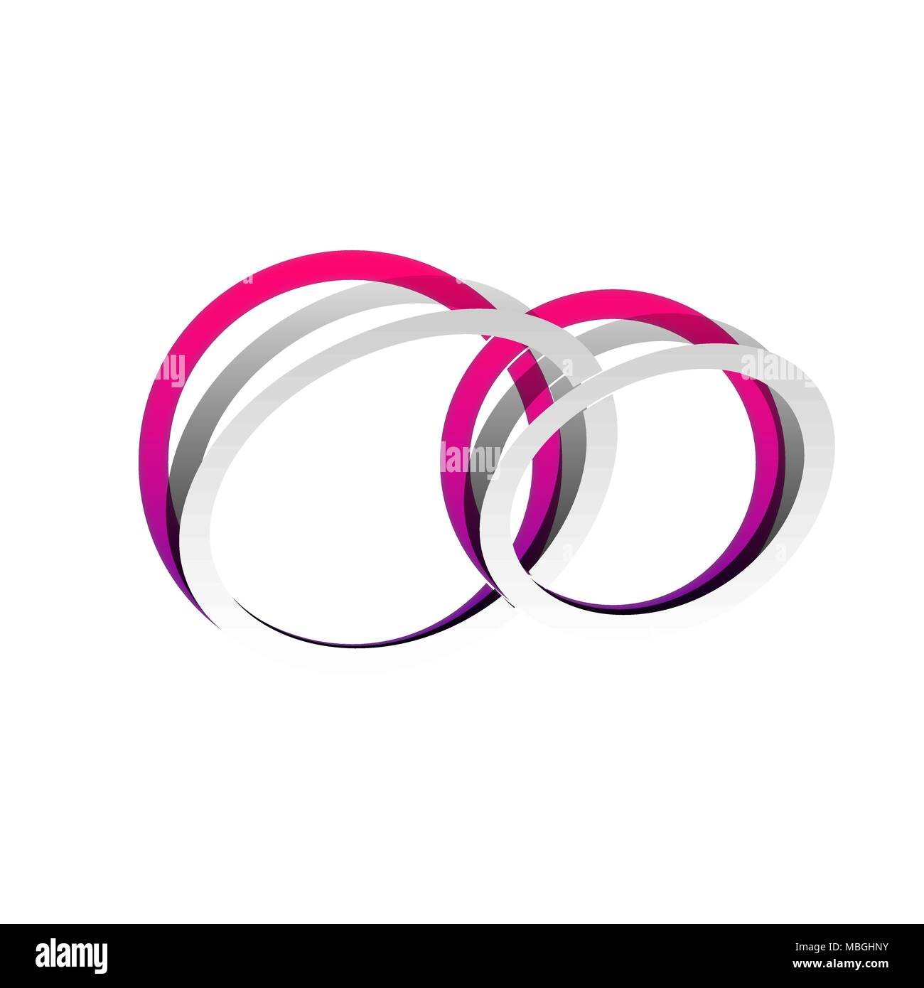 Wedding rings sign. Vector. Detachable paper with shadow at underlying ...