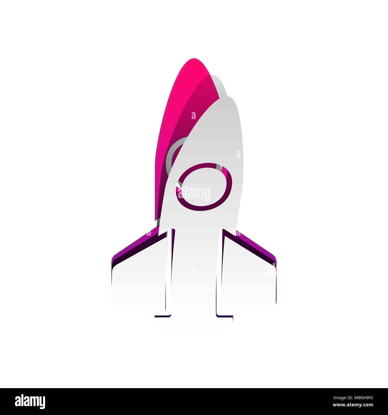Retro Rocket sign illustration. Vector. Detachable paper with shadow at ...