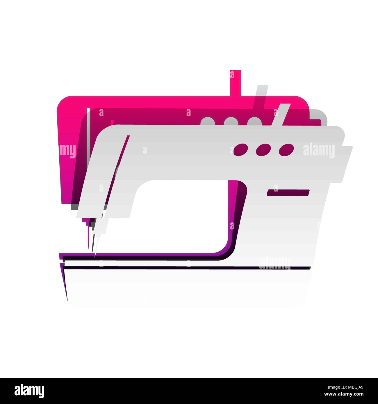 Sewing machine sign. Vector. Detachable paper with shadow at underlying ...