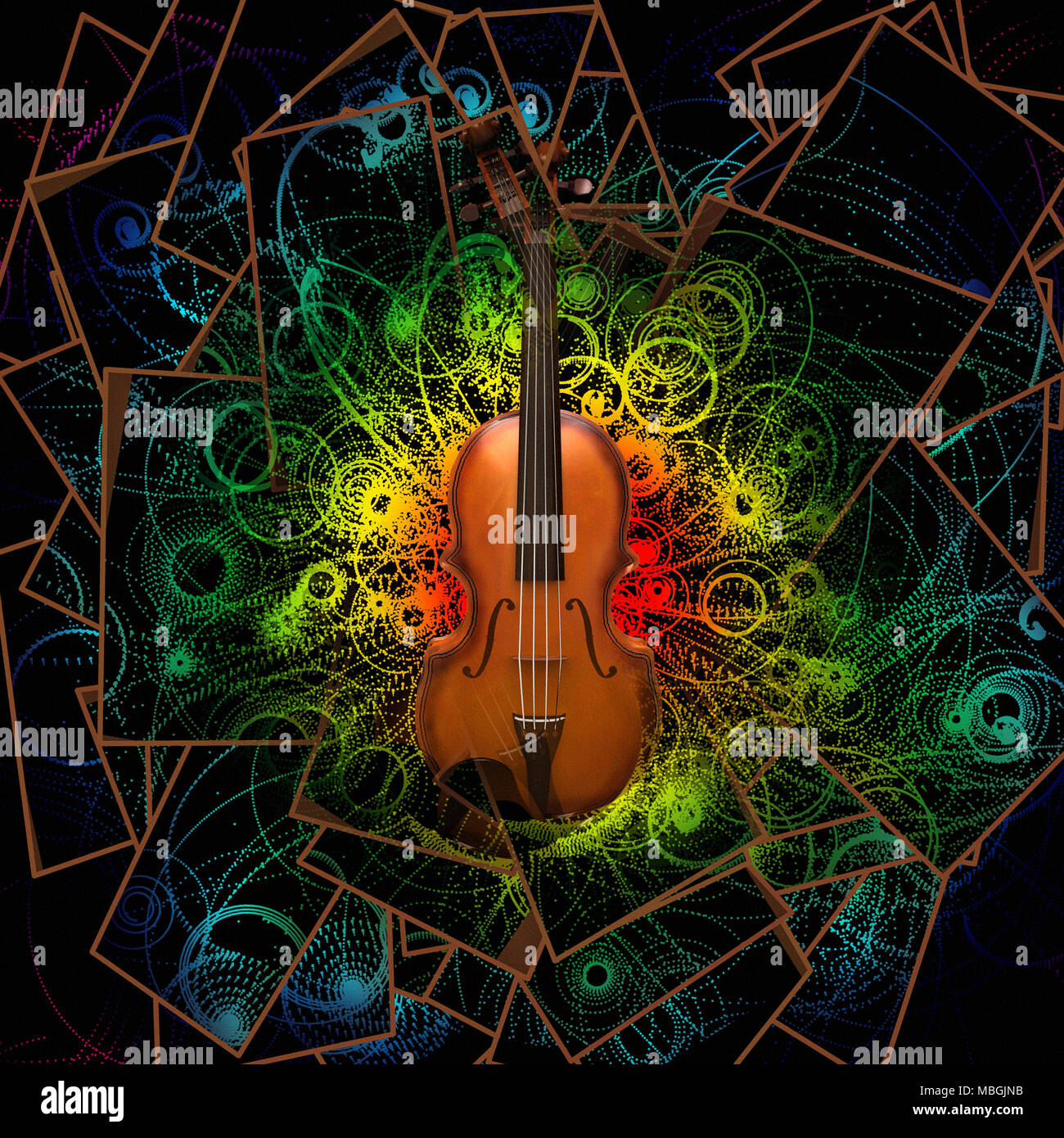 Digital modern painting. Violin on abstract background Stock Photo - Alamy