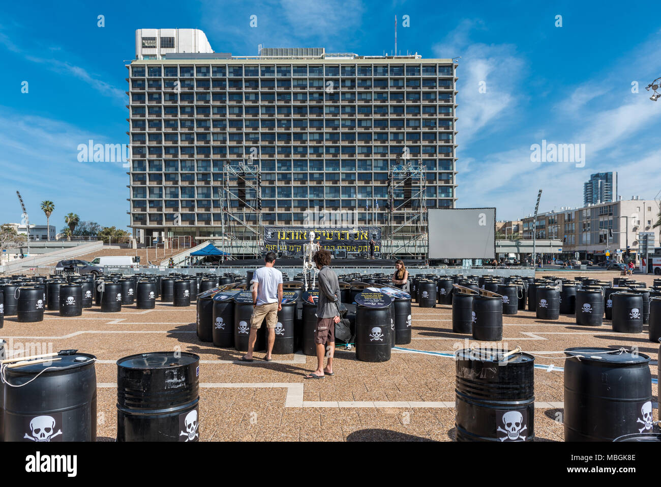 Israel, Tel Aviv-Yafo - 23 March 2018: Demonstration on Kikar Rabin ...
