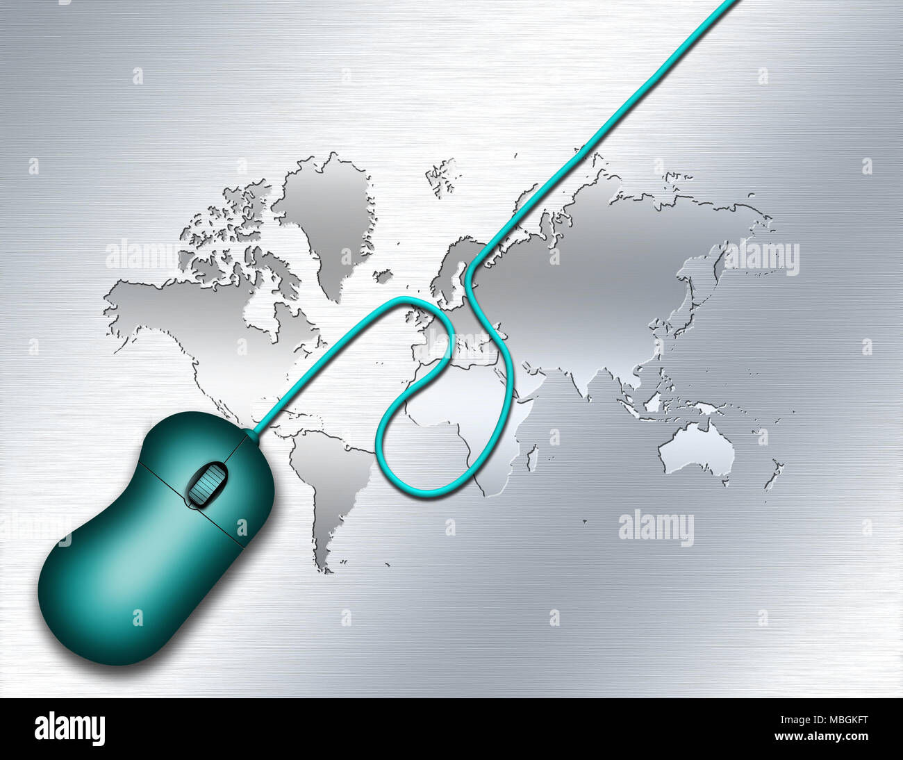 Computer mouse. World map background Stock Photo - Alamy