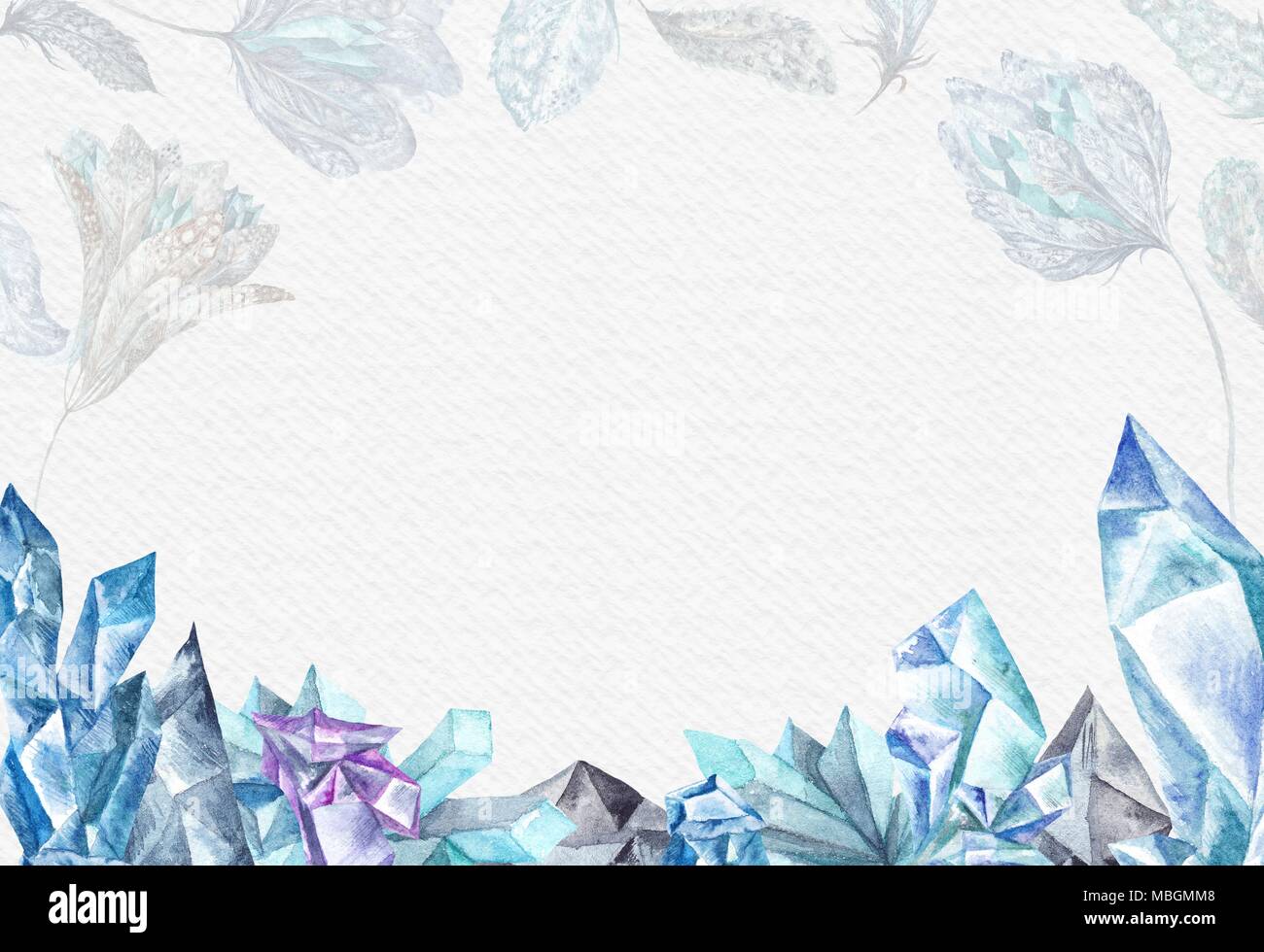Frozen blue gems frame with empty space on textured paper Stock Photo ...