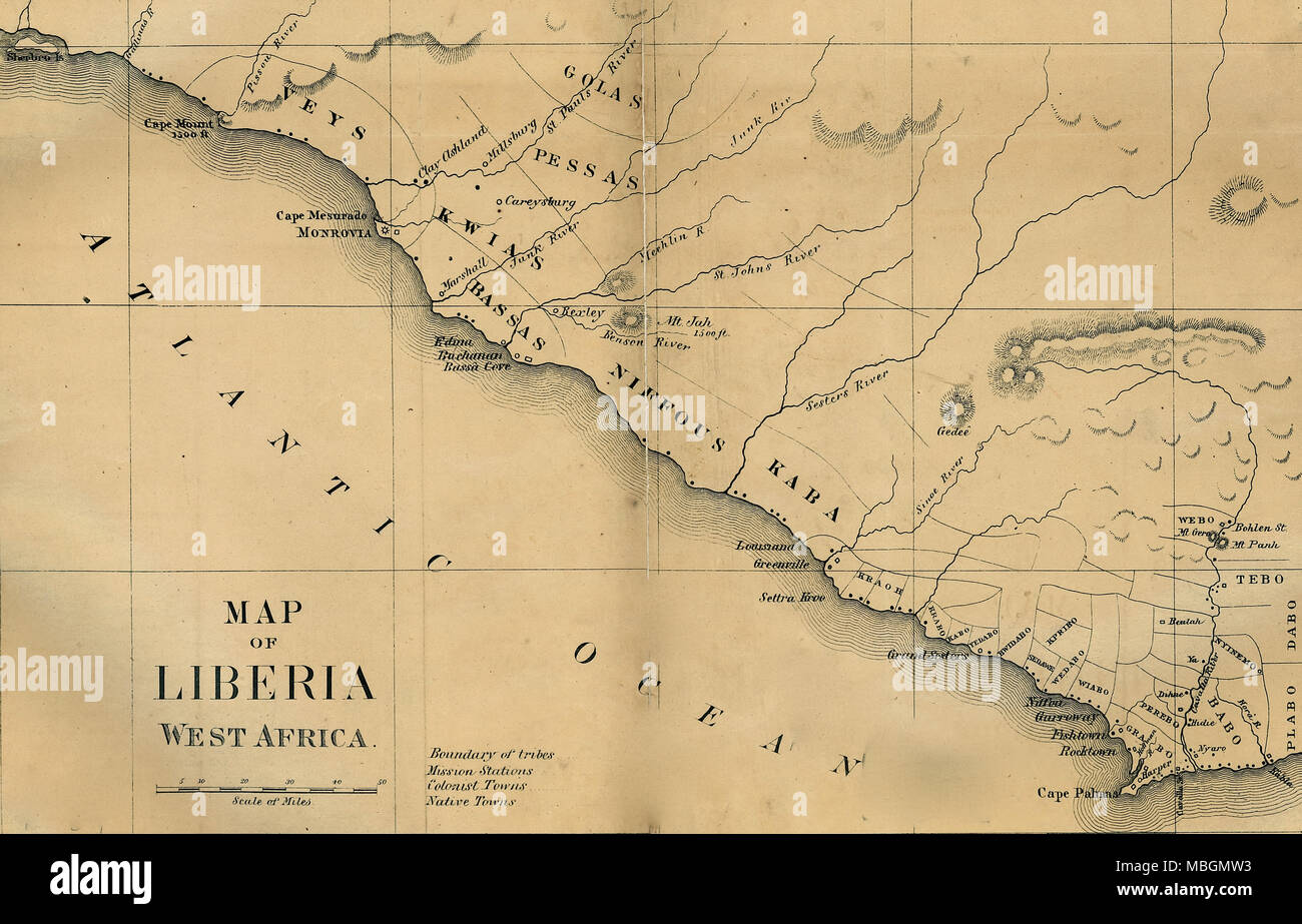 American Colonization Map of Liberia Stock Photo - Alamy