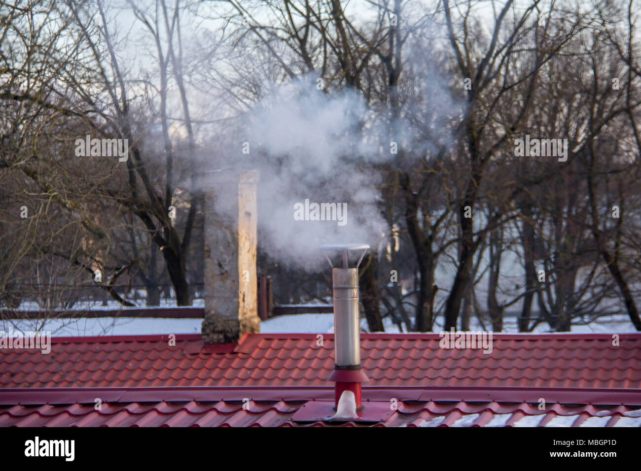 Smoking stack. Air pollution and climate change theme. Poor environment ...