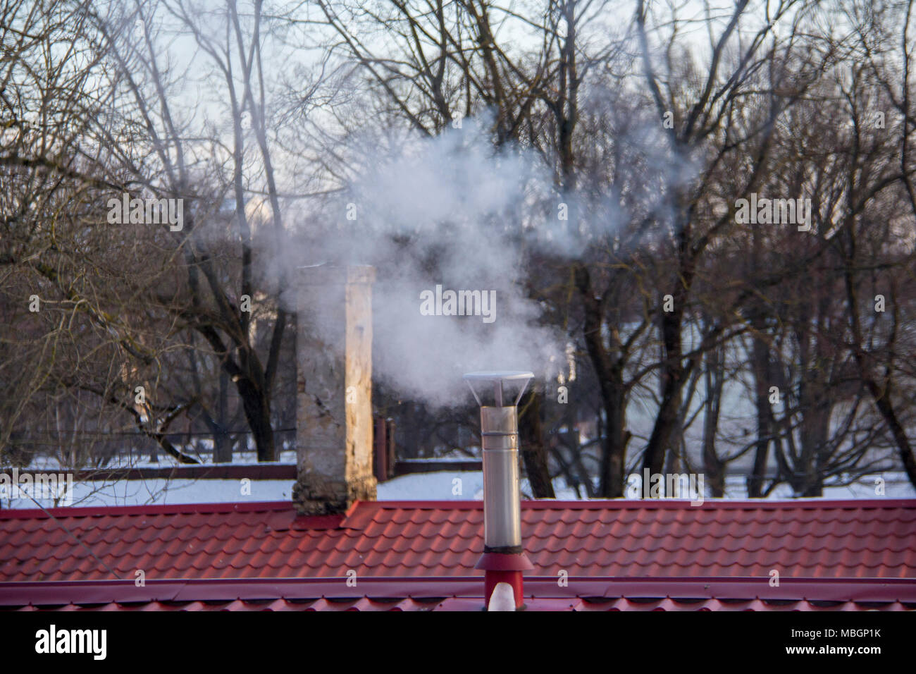 Smoking stack. Air pollution and climate change theme. Poor environment ...