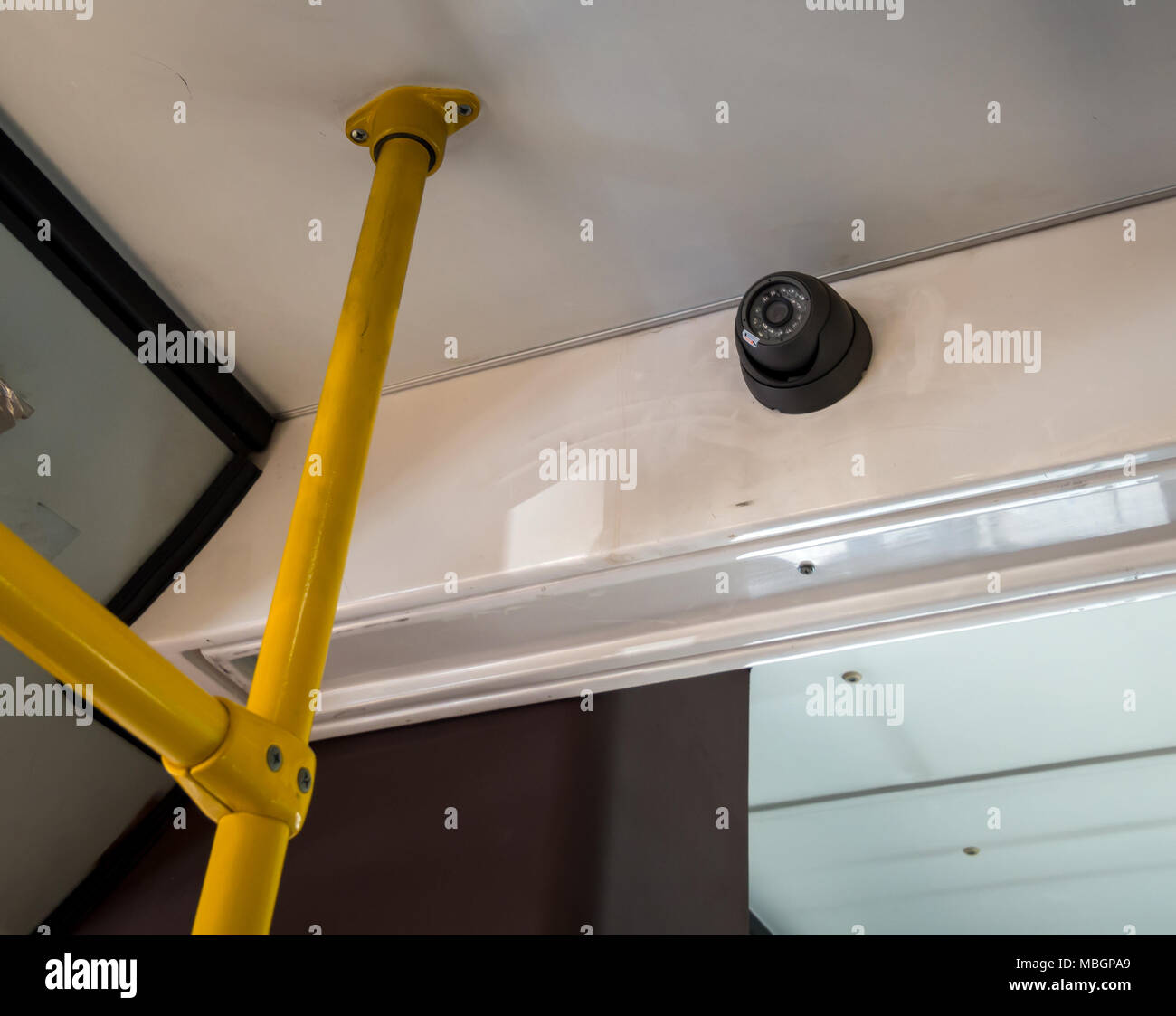 The video surveillance camera is installed in the cabin of the bus ...