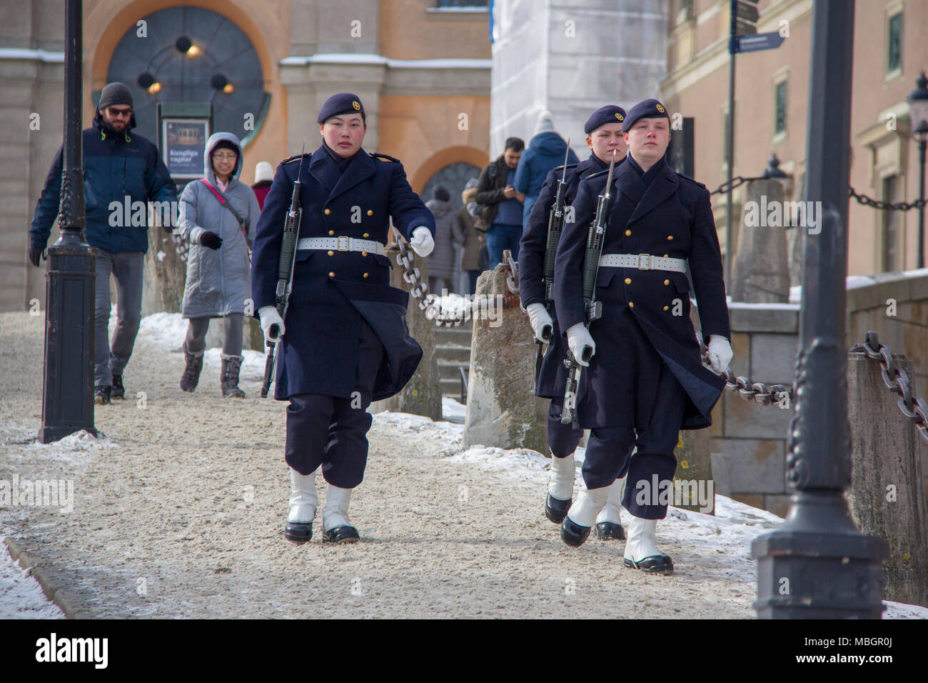 Stockholm, Sweden 08.03.2018 Change of Guard. Swedish Royal Guard on ...