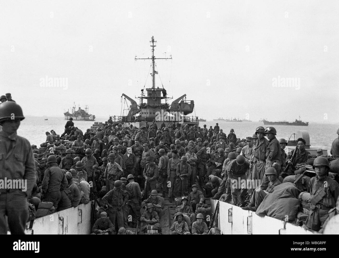 Navy Ferries 31st Infantry to Inchon Harbor Stock Photo - Alamy