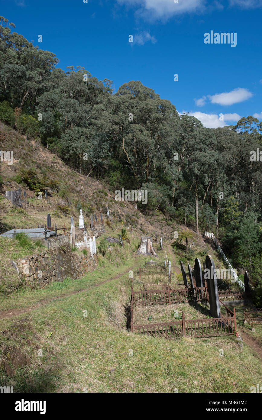 Walhalla Cemetery, on a spectacular hillside location, in the historic ...