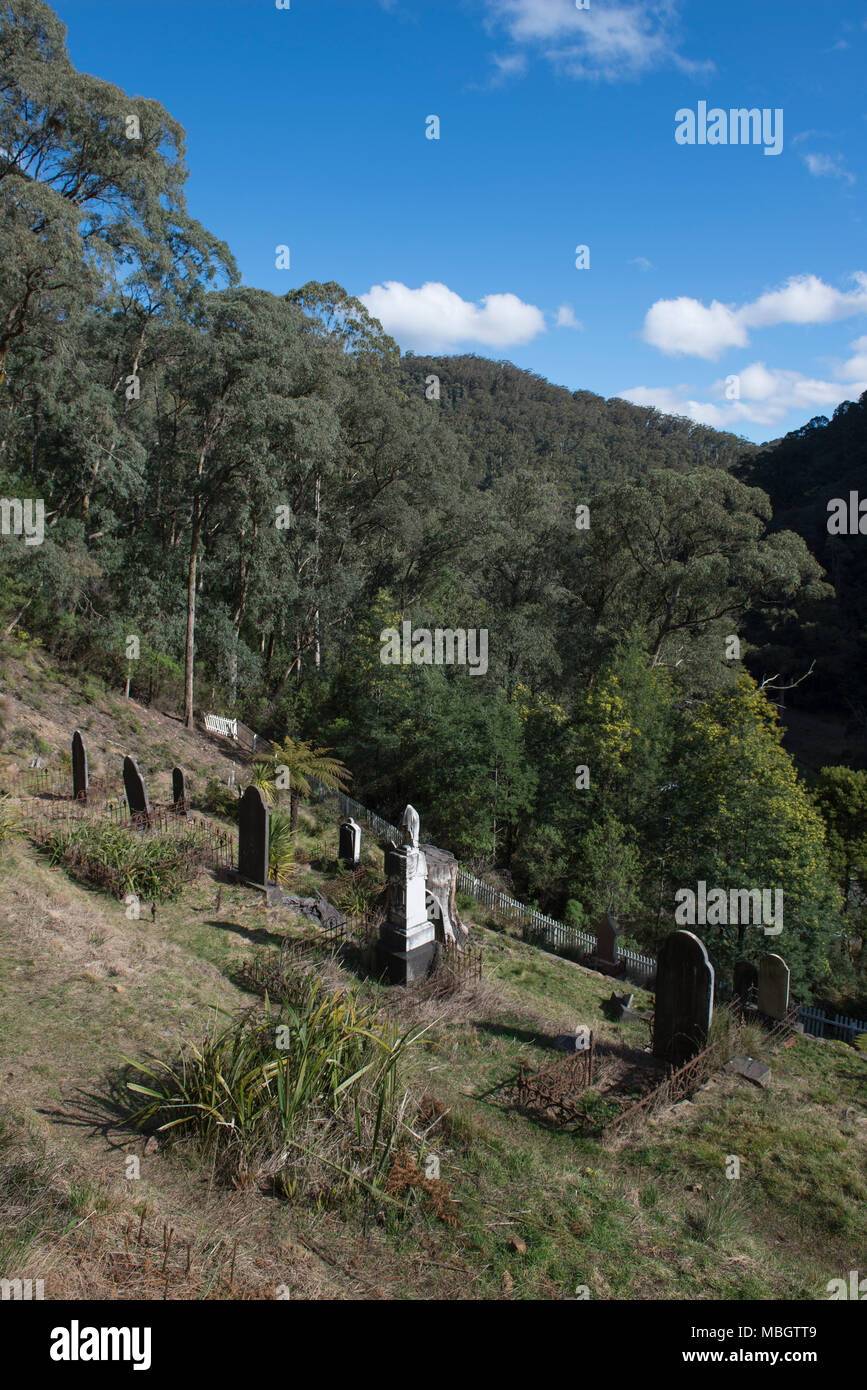Walhalla Cemetery, on a spectacular hillside location, in the historic ...