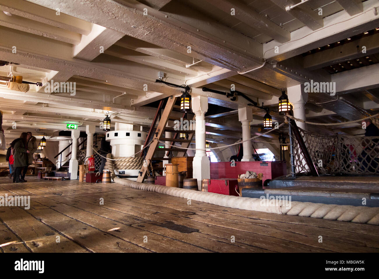 Middle section of gun deck of Admiral Lord Nelson 's flagship HMS ...
