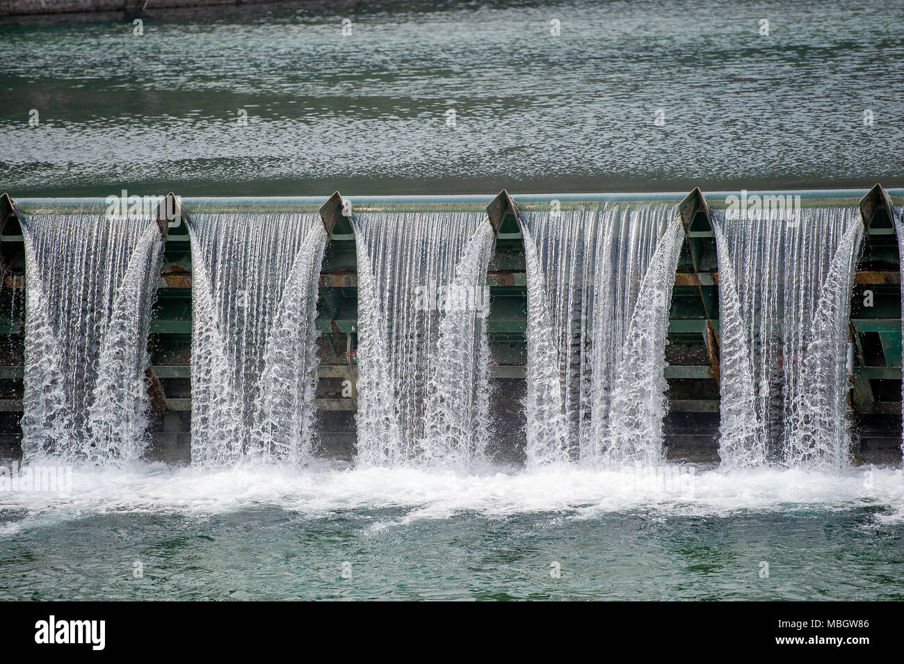 overflow of water in a hydroelectric plant Stock Photo - Alamy