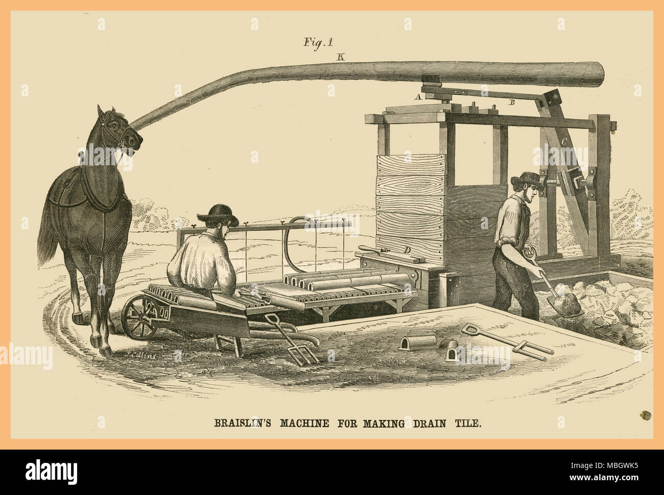 Braislins machine for making drain tile hi-res stock photography and ...