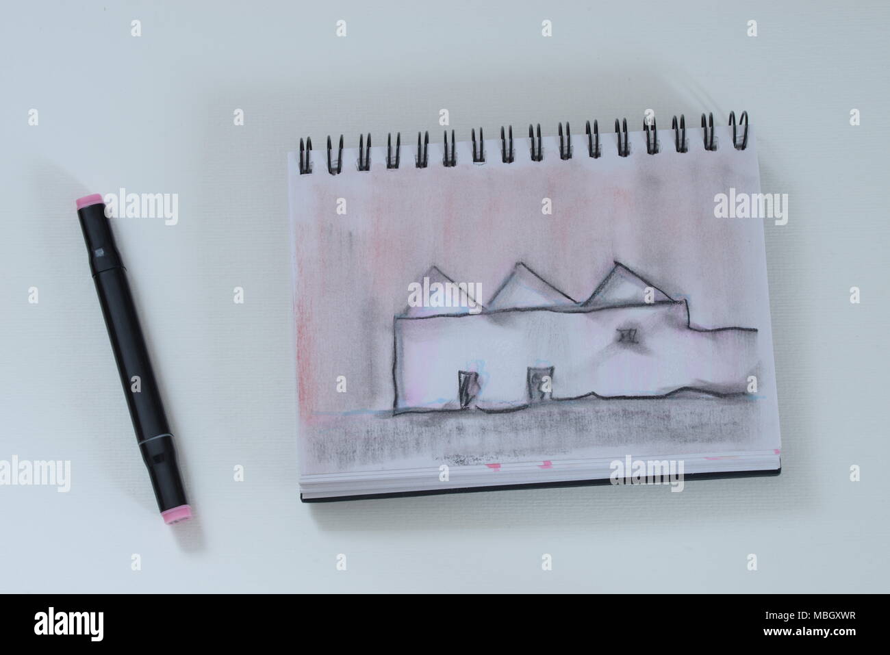 Architecture Drawing of Buildings Stock Photo - Alamy