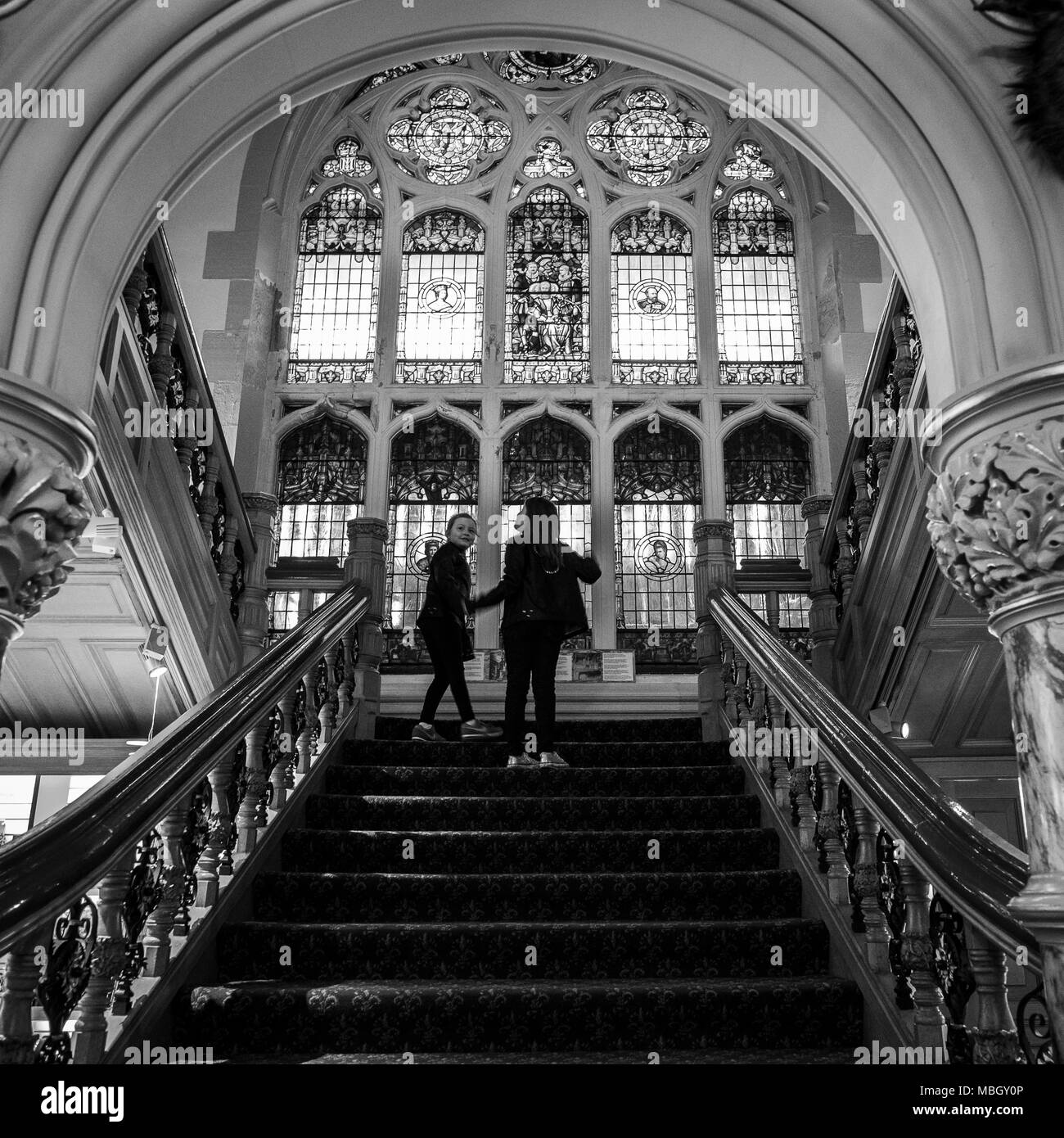 The Grand staircase inside Cliffe Castle Museum, Keighley, Bradford ...