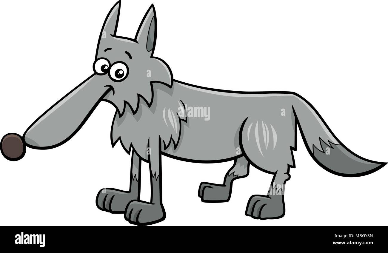 Cartoon Illustration of Gray Wolf Wild Animal Character Stock Vector ...