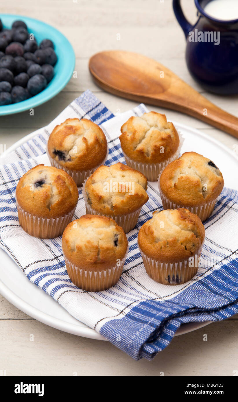 Baked Blueberry Muffins on a Kitchen Counter Stock Photo - Alamy