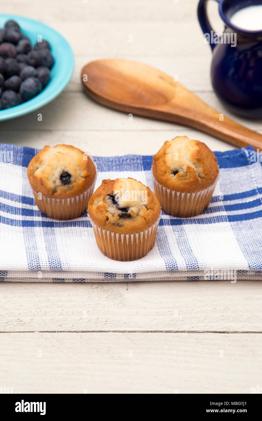 Baked Blueberry Muffins on a Kitchen Counter Stock Photo - Alamy
