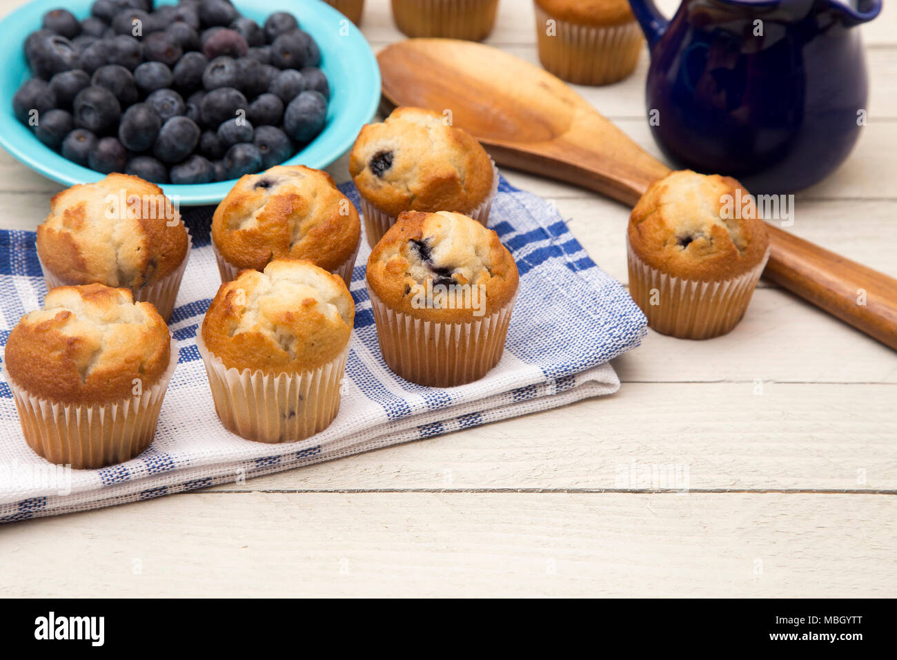 Baked Blueberry Muffins on a Kitchen Counter Stock Photo - Alamy