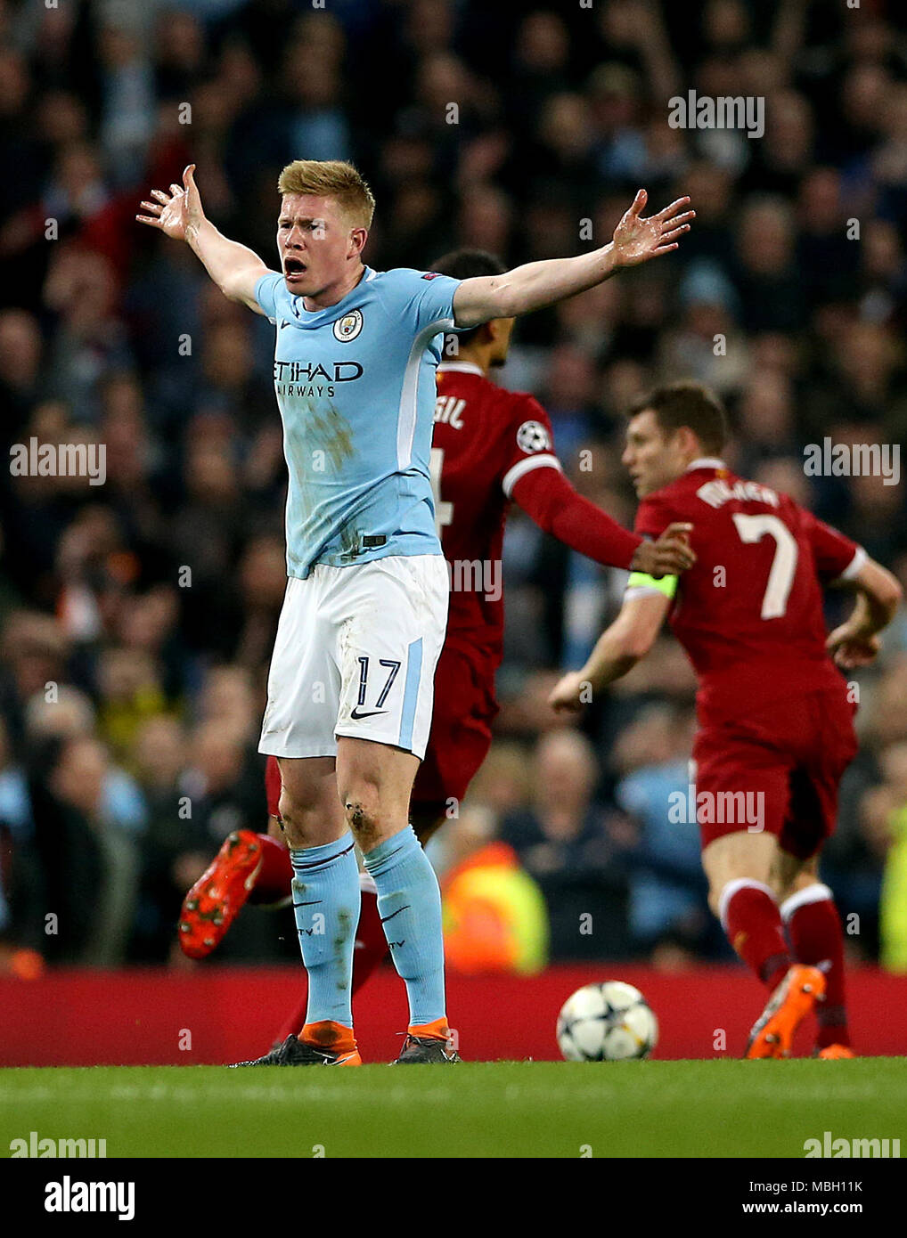 Manchester City's Kevin De Bruyne reacts during the UEFA Champions ...