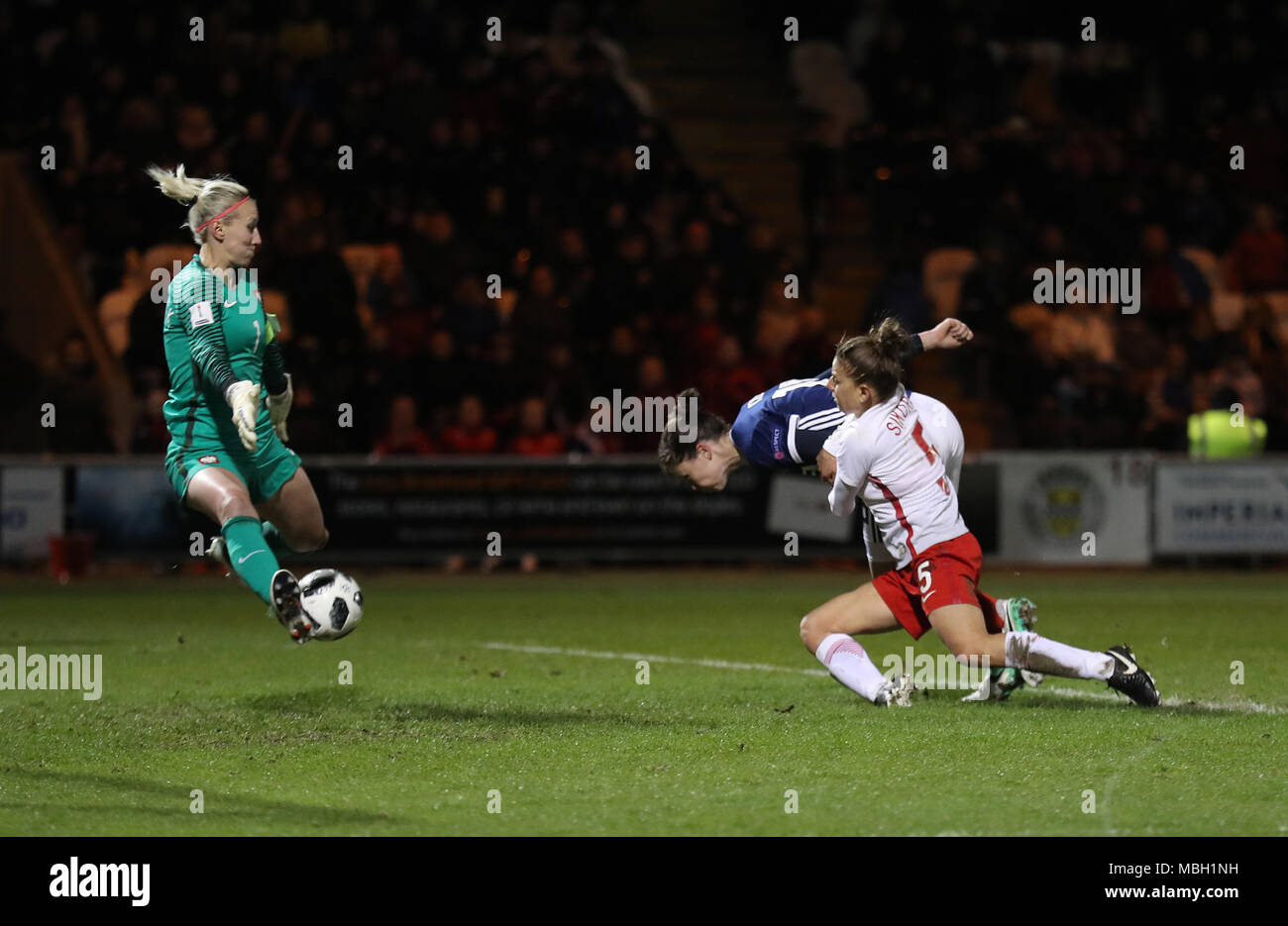 Scotland's Zoe Ness scores during the Women's World Cup Qualifying ...