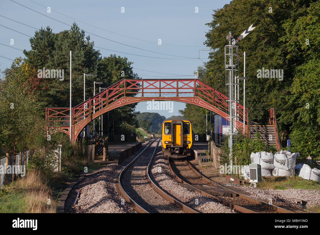 A Arriva Northern rail class 156 sprinter train at Brampton railway ...