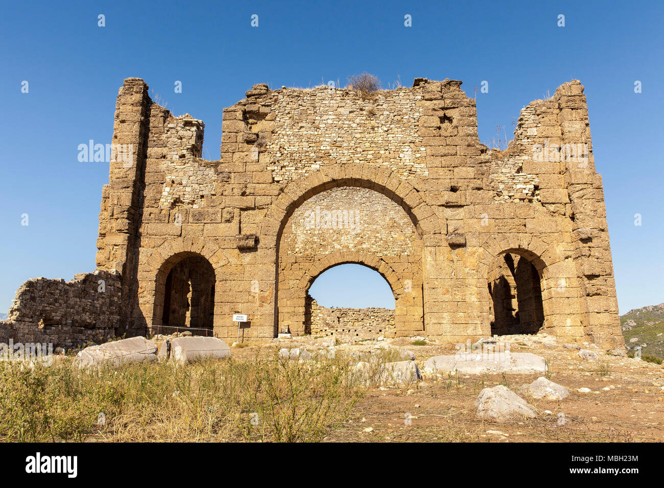 Ruins of ancient city of Aspendos in Antalya in Turkey Stock Photo - Alamy