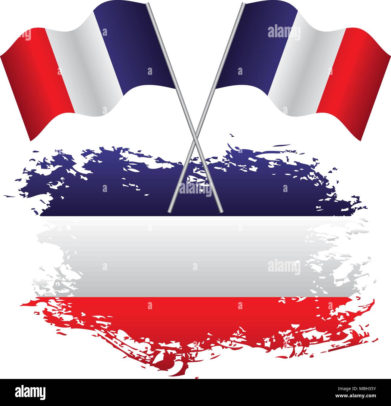 french flag national grunge and two cross flags Stock Vector Image ...