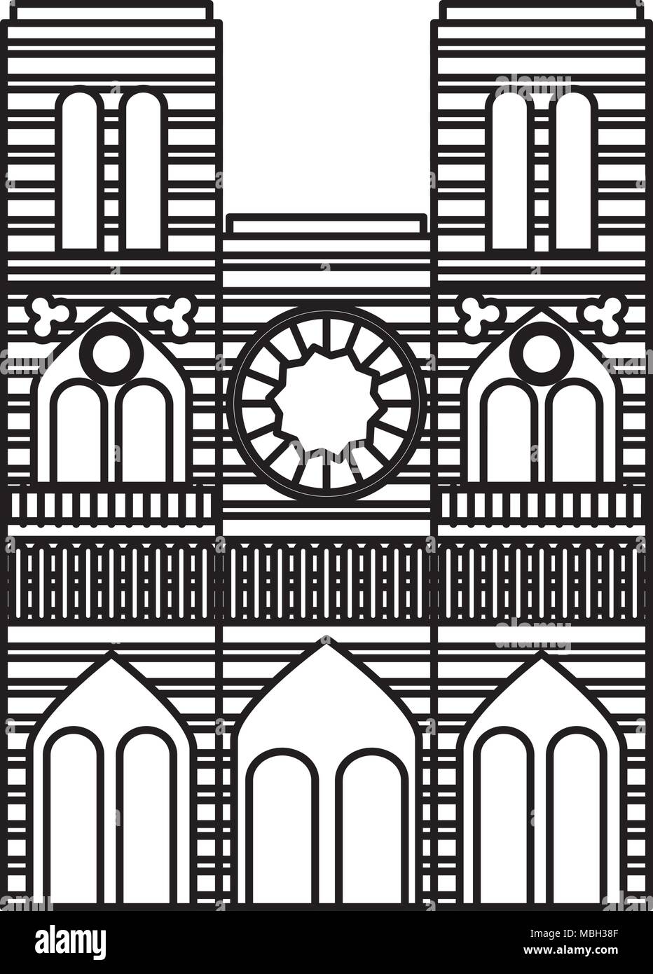 cathedral notre dame landmark architecture church in paris Stock Vector ...