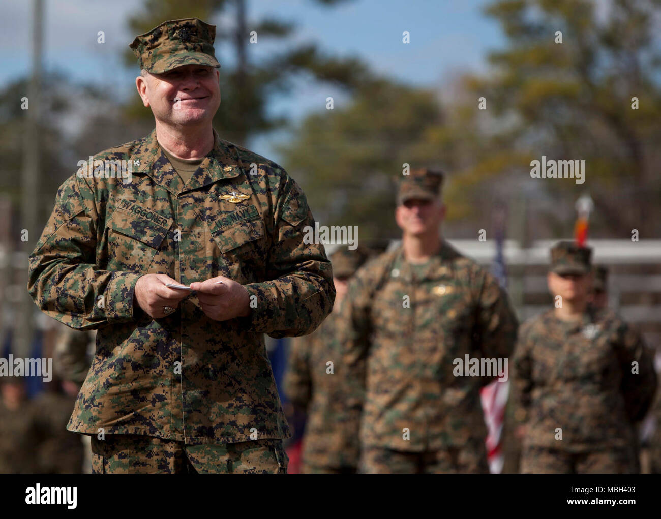 U.S. Navy Capt. Cameron L. Waggoner, the on coming commanding officer ...