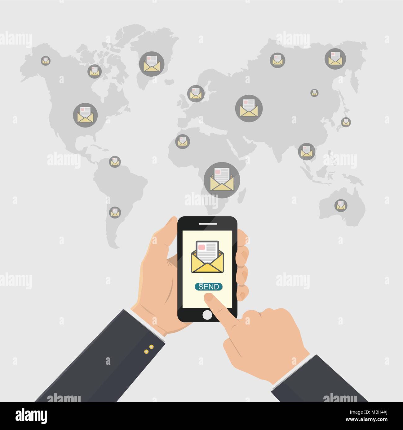 Email sending around the world. Infographic. Vector illustration Stock ...
