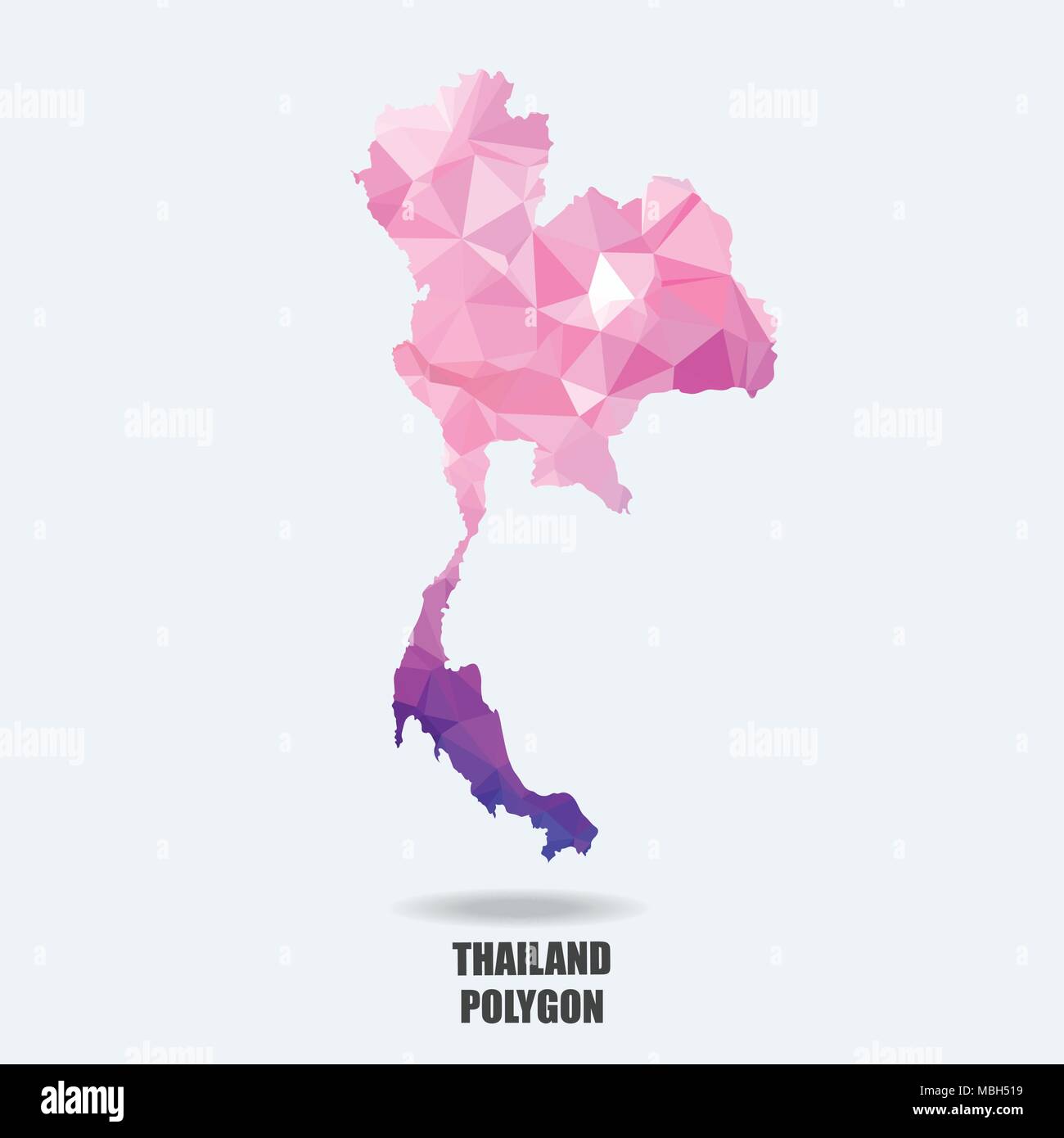 Thailand map in geometric polygonal style.Abstract gems triangle ...