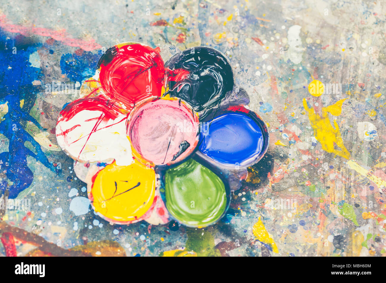 watercolor tray for painting Stock Photo - Alamy