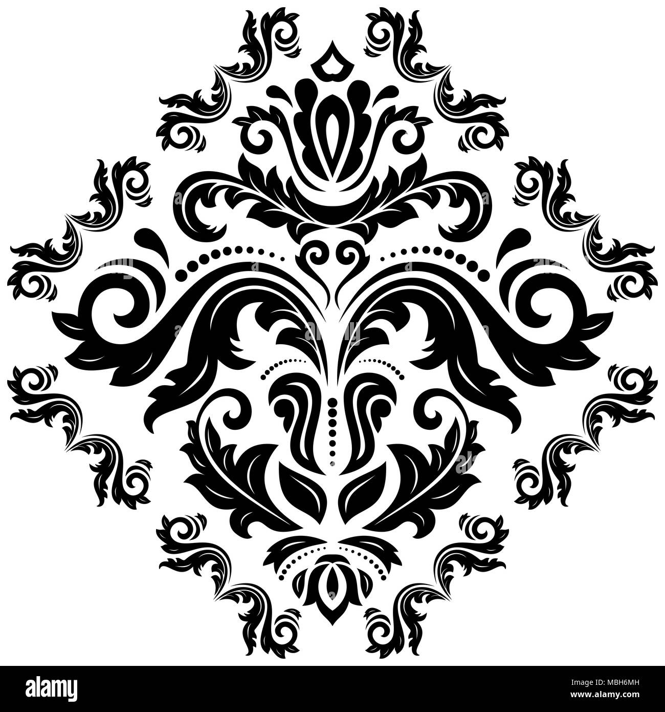 Damask ornament pattern vector Cut Out Stock Images & Pictures - Alamy