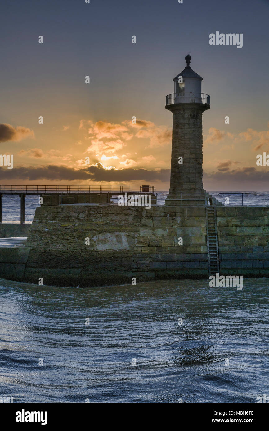 Sunrise over the North Sea at Whitby North Yorkshire UK Stock Photo - Alamy