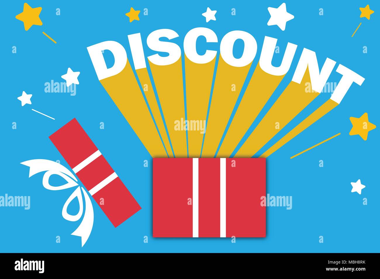 Colorful concept of White Discount word splash from Red present box for ...