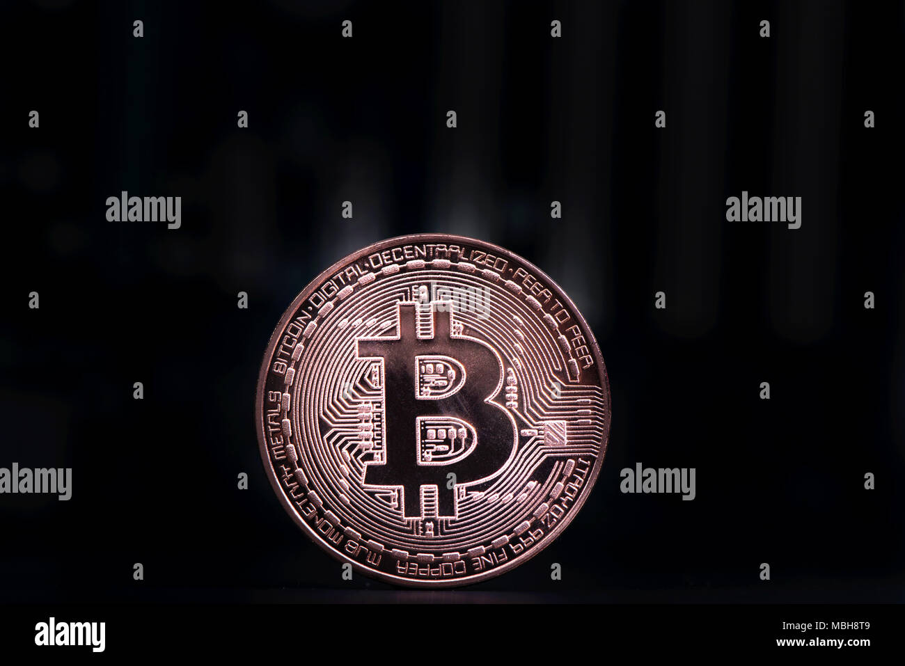 Bitcoin digital currency, bit-coin on motherboard or electronic board ...