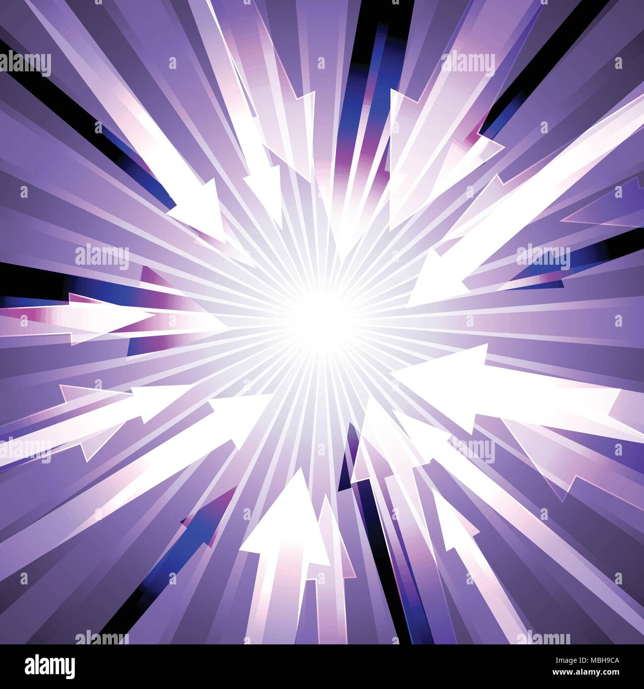 Ultra violet purple burst with lots of arrows go to center for abstract ...