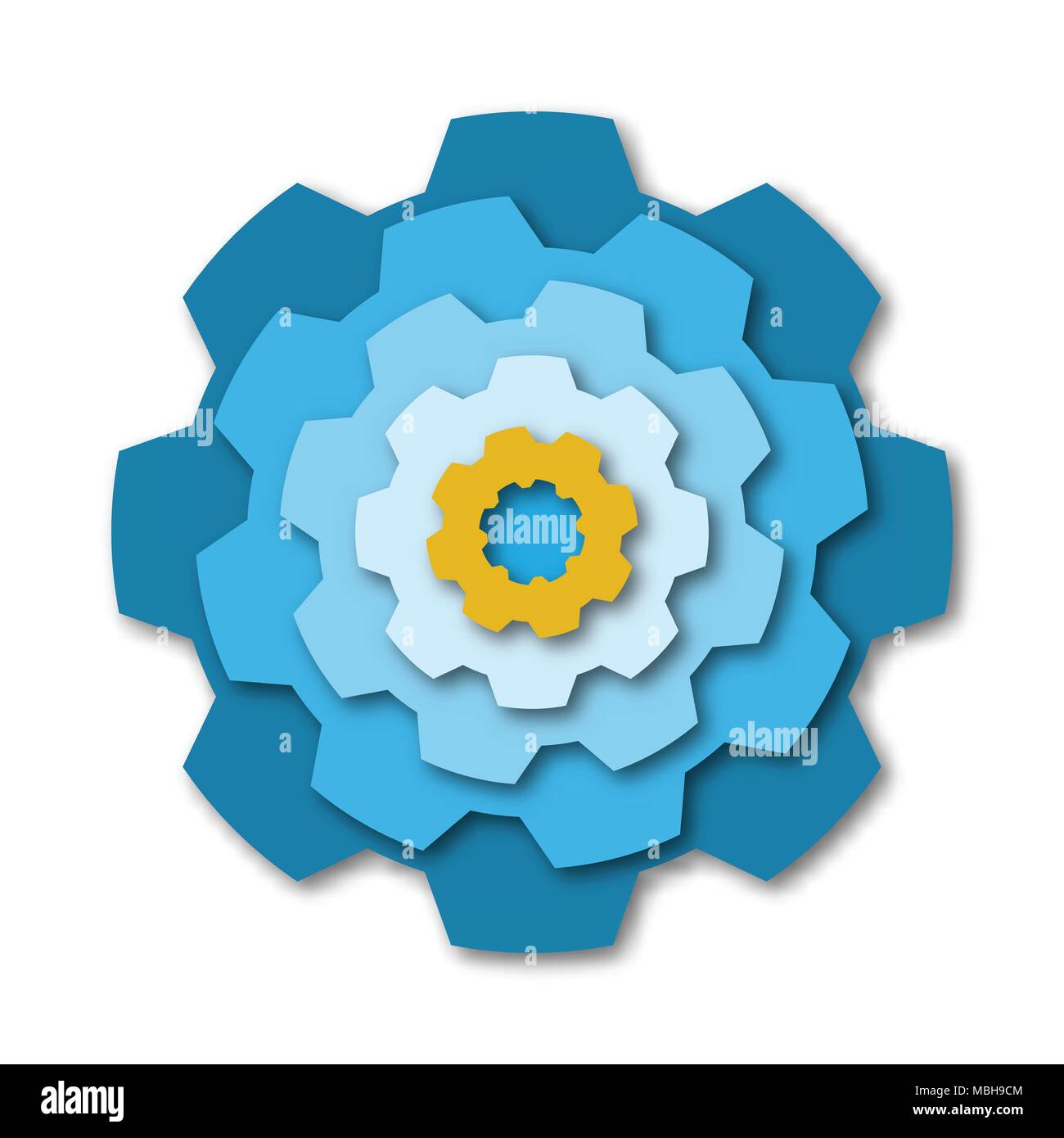 Simple blue mechanism cog gear wheel in Paper cut concept for business ...